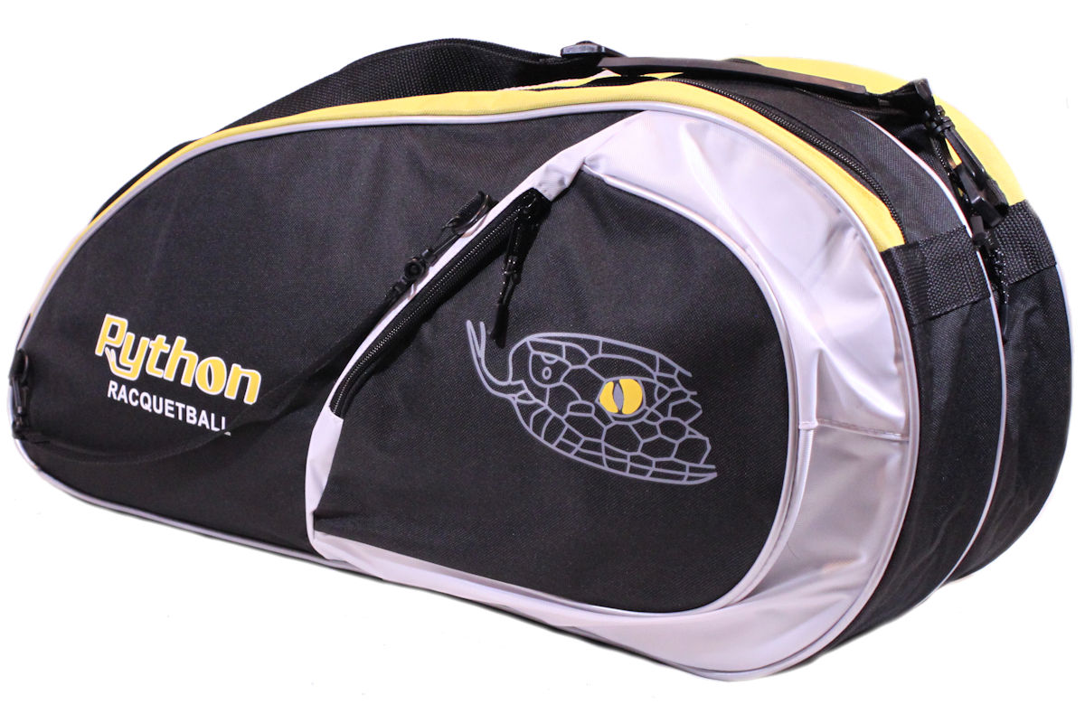 Python Deluxe Black/Yellow 3 Racquet Racquetball Bag | Python Racquetball